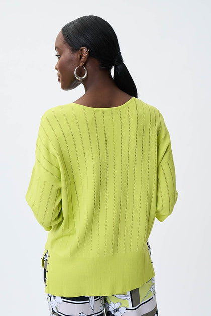 Joseph Ribkoff Sale 50% Off Lime Knit V Neck top with Stud details ...